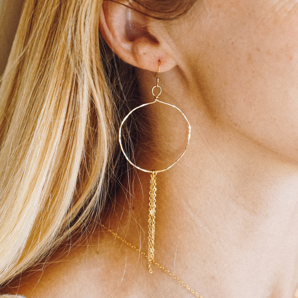 Gold Hoops with Chain – Rippie Mae