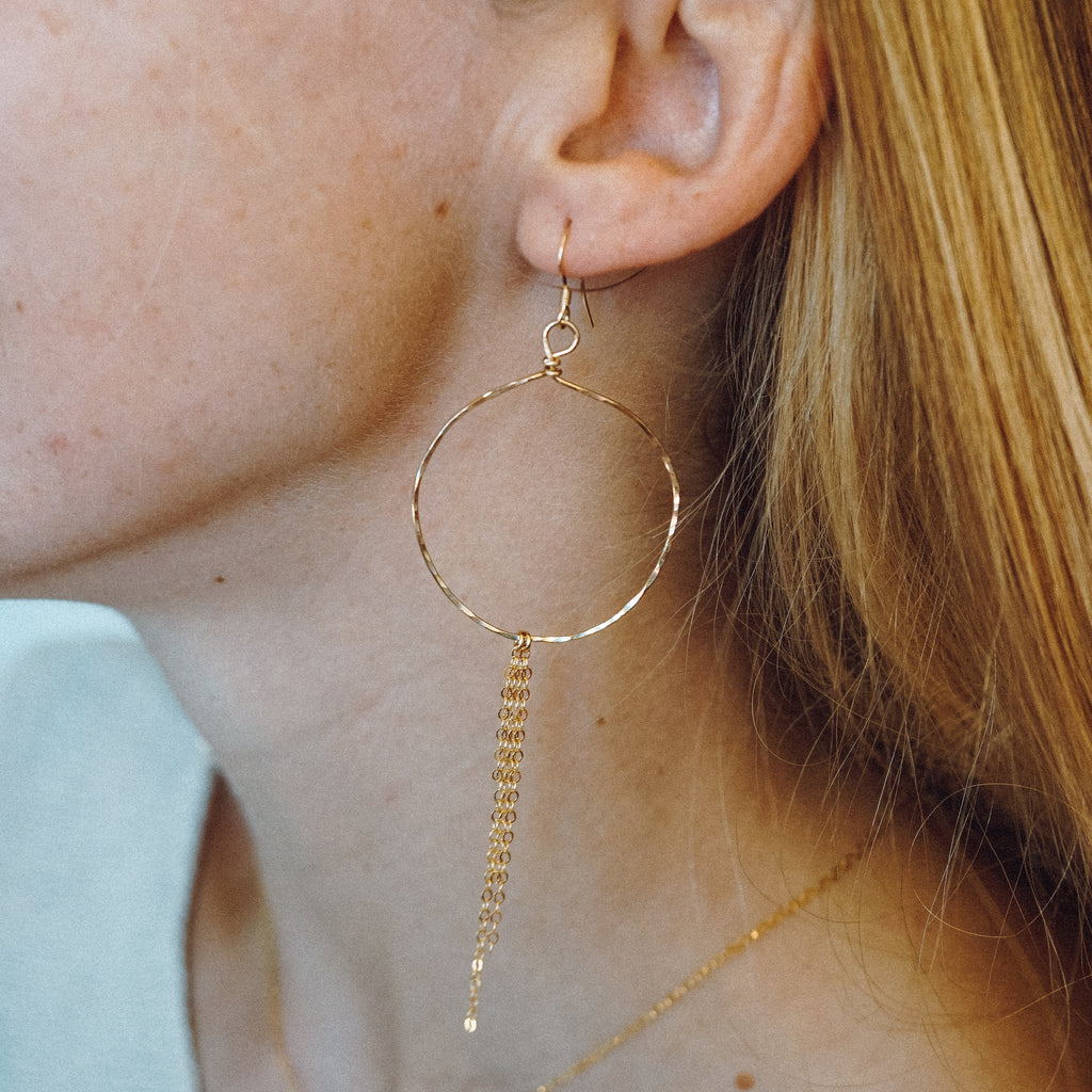 Gold Hoops with Chain – Rippie Mae